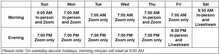 Daily Minyan | Beth Hillel Bnai Emunah - Conservative Synagogue in ...